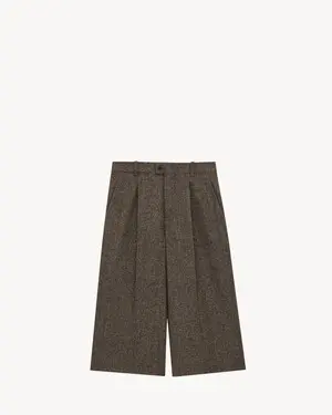 Saint Laurent Culottes In Herringbone Wool - Brown