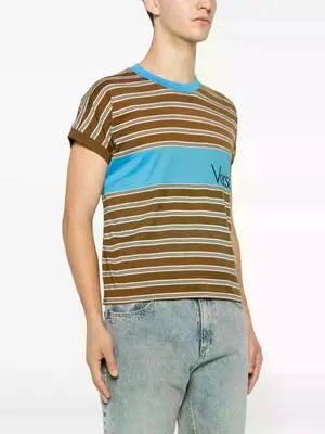 Versace Logo-embroidered Striped T-shirt