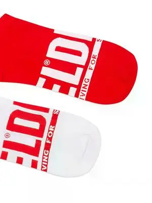 DIESEL® Logo Jacquard Low-cut Socks Pack Of Three - Red