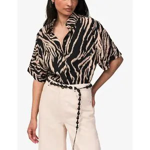 RO&ZO Zebra-print Short-sleeve Woven Shirt