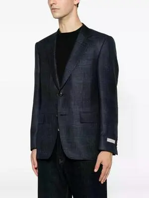 Canali Check-pattern Notched-lapel Blazer