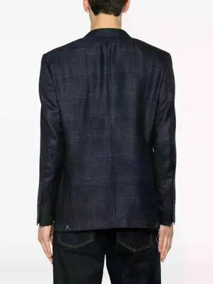 Canali Check-pattern Notched-lapel Blazer