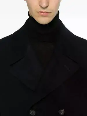 Canali Double-breasted Peacoat With Logo Detail