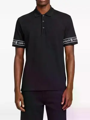 Givenchy Logo Tape Pique Knit Polo Shirt - Black
