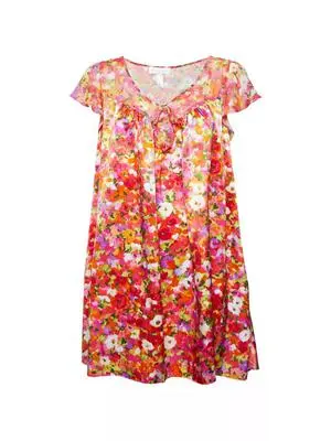 Oscar De La Renta Floral Print Satin Gown - Pink