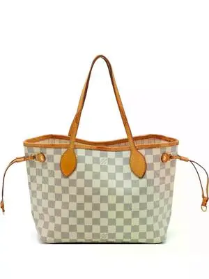 LOUIS VUITTON Damier Azur Neverfull Tote Bag - White