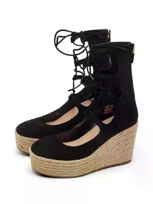 Dior Suede Lace-up Wedge Espadrille Sandals