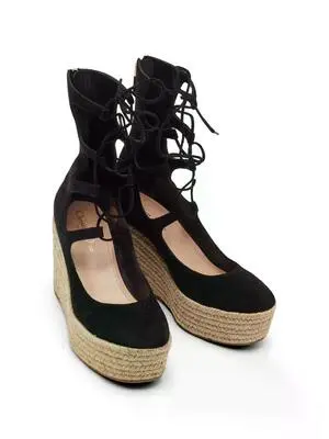 Dior Suede Lace-up Wedge Espadrille Sandals