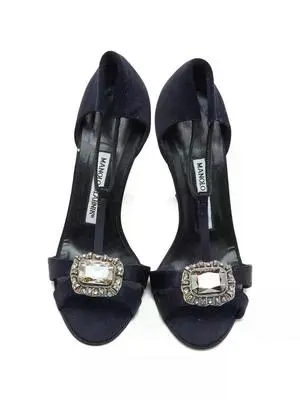 Manolo Blahnik Crystal Embellished Ankle Strap Sandals