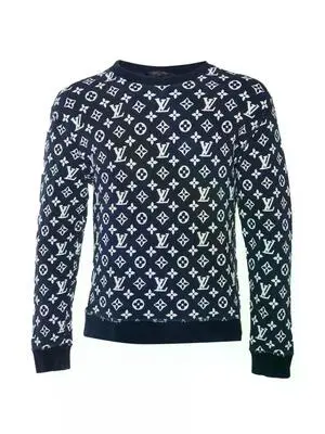 LOUIS VUITTON Monogram Jacquard Knit Sweater - Blue