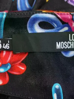Moschino Multicolor Satin Printed Maxi Dress