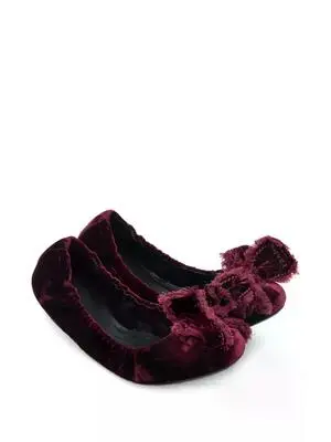 Prada Burgundy Bow Detail Ballet Flats