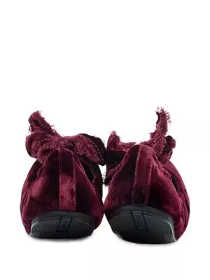 Prada Burgundy Bow Detail Ballet Flats