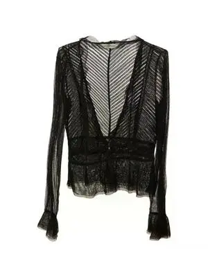 Sportmax Sheer Peplum Blouse - Black
