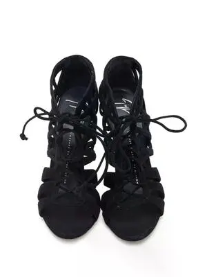 GIUSEPPE ZANOTTI Suede Cut-out Lace-up Stiletto Sandals