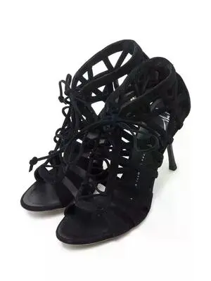 GIUSEPPE ZANOTTI Suede Cut-out Lace-up Stiletto Sandals