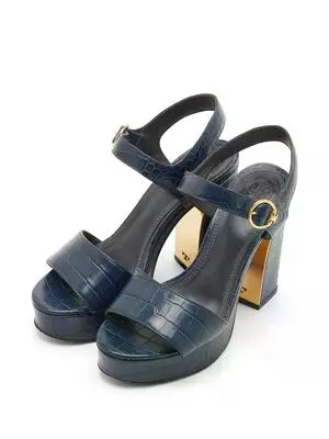 Tory Burch Croc-embossed Ankle-strap Sandals