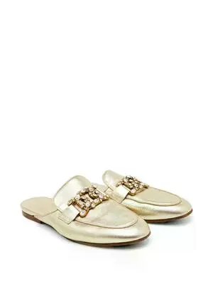 TOD'S Embellished Flat Mules - Gold