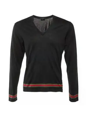 Gucci Web Stripe V-neck T-shirt