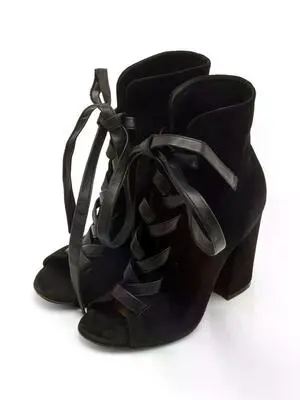GIANVITO ROSSI Suede Lace-up Open-toe Ankle Boots