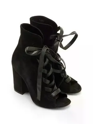 GIANVITO ROSSI Suede Lace-up Open-toe Ankle Boots