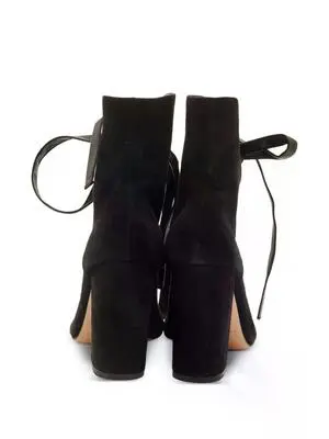 GIANVITO ROSSI Suede Lace-up Open-toe Ankle Boots