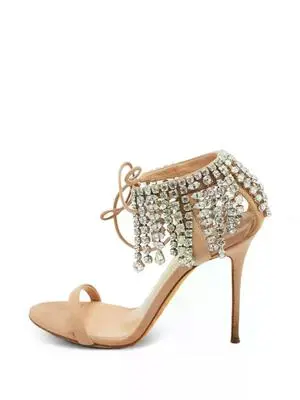 GIUSEPPE ZANOTTI Carrie Crystal-embellished Ankle-strap Sandals - Neutrals