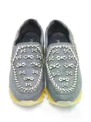 Prada Crystal-embellished Slip-on Sneakers