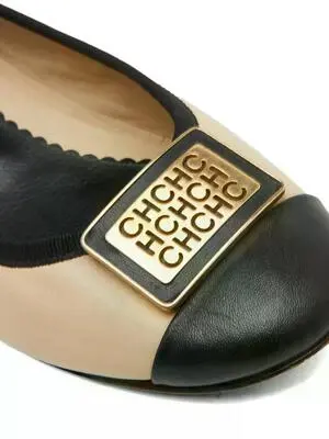 Carolina Herrera Logo Cap-toe Flat Pumps