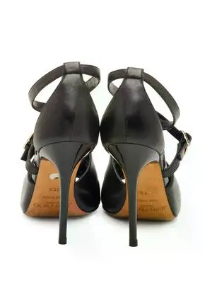 JIMMY CHOO Leather Crossover Ankle Strap Stiletto Sandals