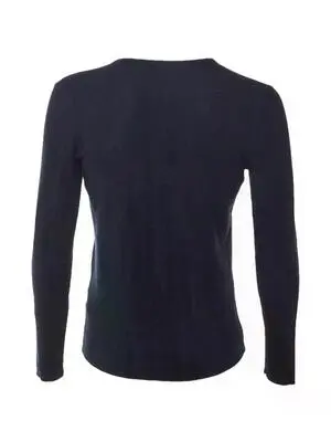 Hugo Boss Waffle-knit V-neck Long-sleeved T-shirt - Blue