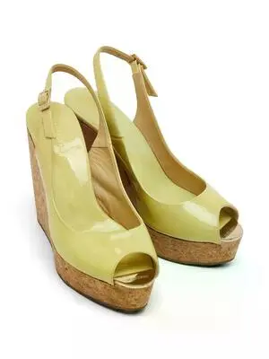 JIMMY CHOO Patent Leather Wedge Sandals