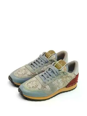 Valentino Garavani Rockrunner Lace-up Leather Sneakers - Blue