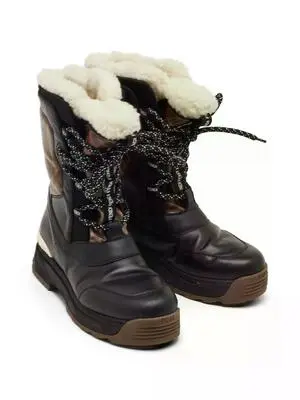 Fendi Zucca Print Shearling Lined Lace-up Boots