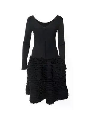 Alaïa Laurier" Ruffled Knit Mini Dress - Black