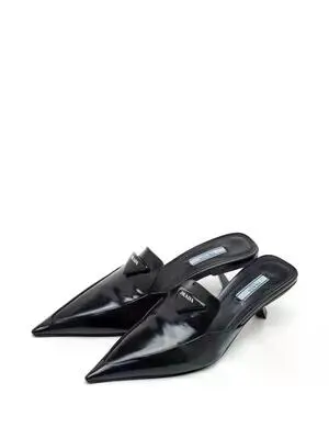 Prada Logo-plaque Mules - Black
