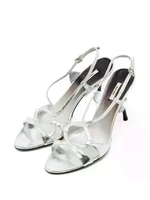 Miu Miu Leather Open Toe Slingback Sandals