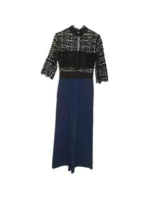 SELF-PORTRAIT Lace Panel Crepe Jumpsuit
