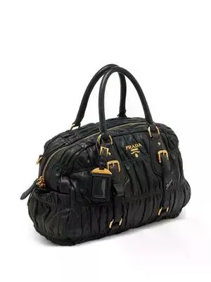 Prada Gaufre Pleated Tote Bag - Black