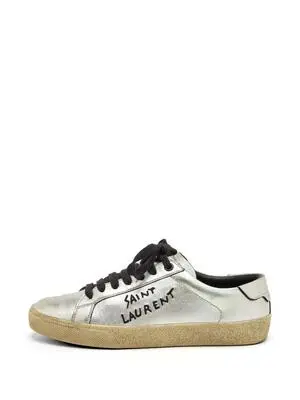 Saint Laurent Court Classic Leather Sneakers - Silver