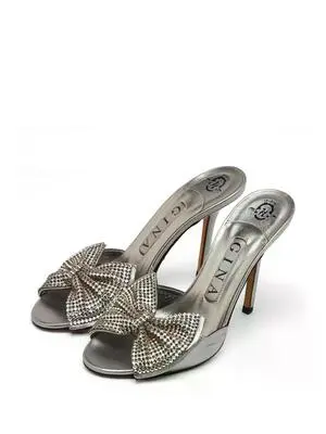GINA Crystal-embellished Bow Stiletto Sandals