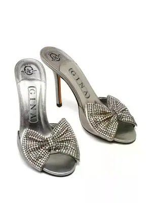 GINA Crystal-embellished Bow Stiletto Sandals