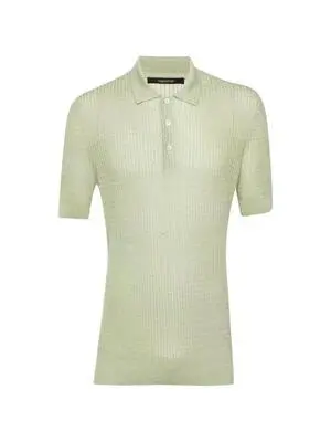 424 Wavy Knit Polo Shirt - Green