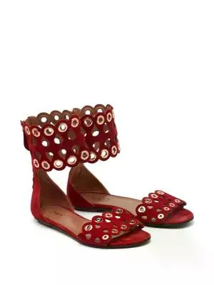 Alaïa Suede Cut-out Eyelet Ballet Flats