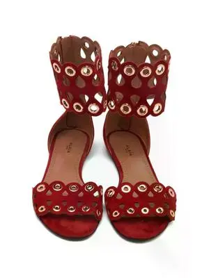 Alaïa Suede Cut-out Eyelet Ballet Flats