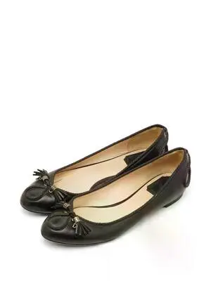Dior Tassel Leather Ballet Flats - Black