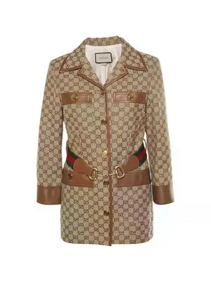 Gucci Gg Canvas Belted Coat - Neutrals