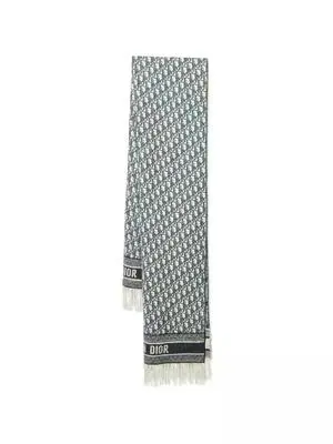Dior Oblique Fringed Scarf - Blue
