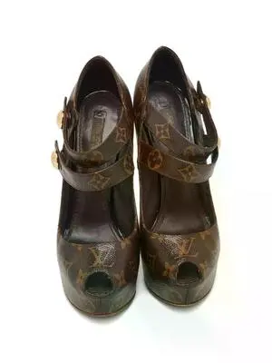 LOUIS VUITTON Monogram Ritual Platform Peep-toe Pumps