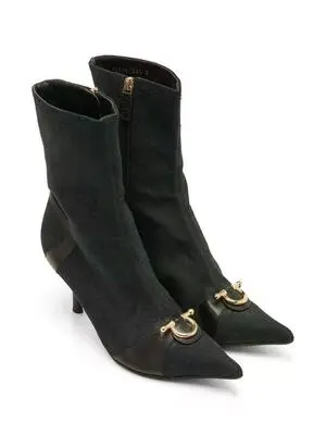 FERRAGAMO Gg Canvas Pointed Toe Ankle Boots